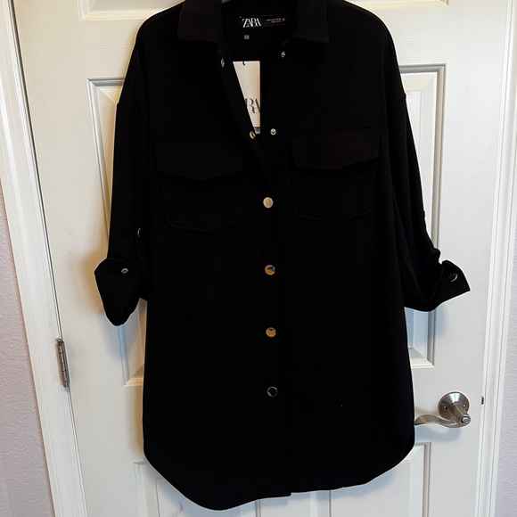 Zara | Dresses | Zara Midnight Black Collared Shirt Dress | Poshmark